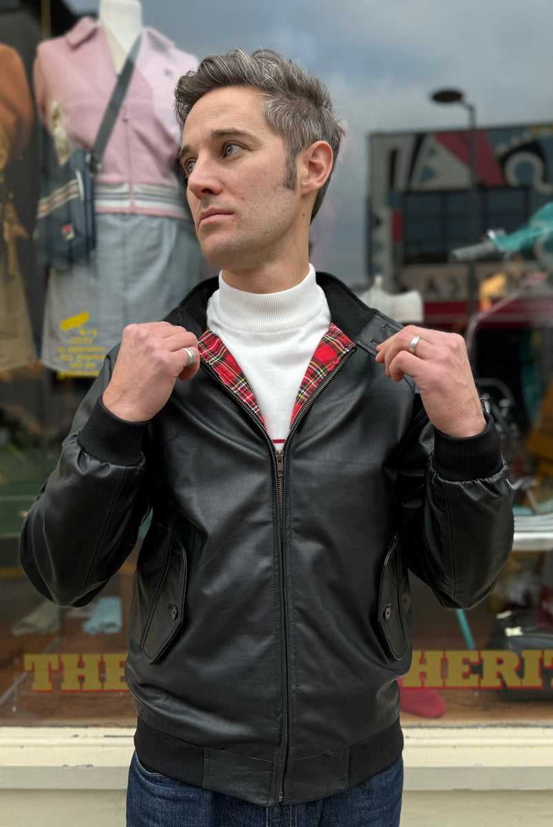 Modfather Clothing - Men’s Leather Classic Black - Harrington Jacket ...