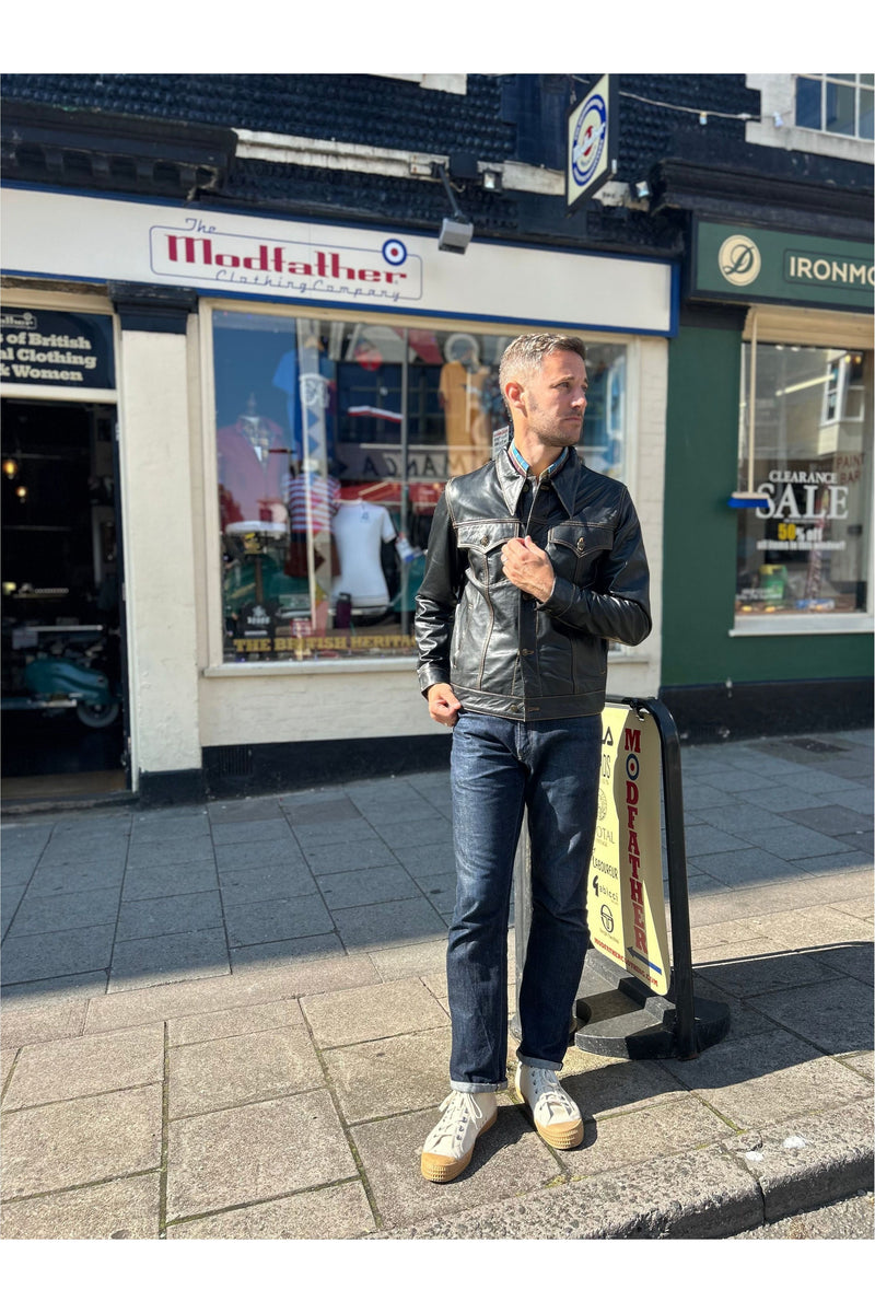 Modfather Clothing - Men’s Leather Classic Black - Trucker Jacket – The ...