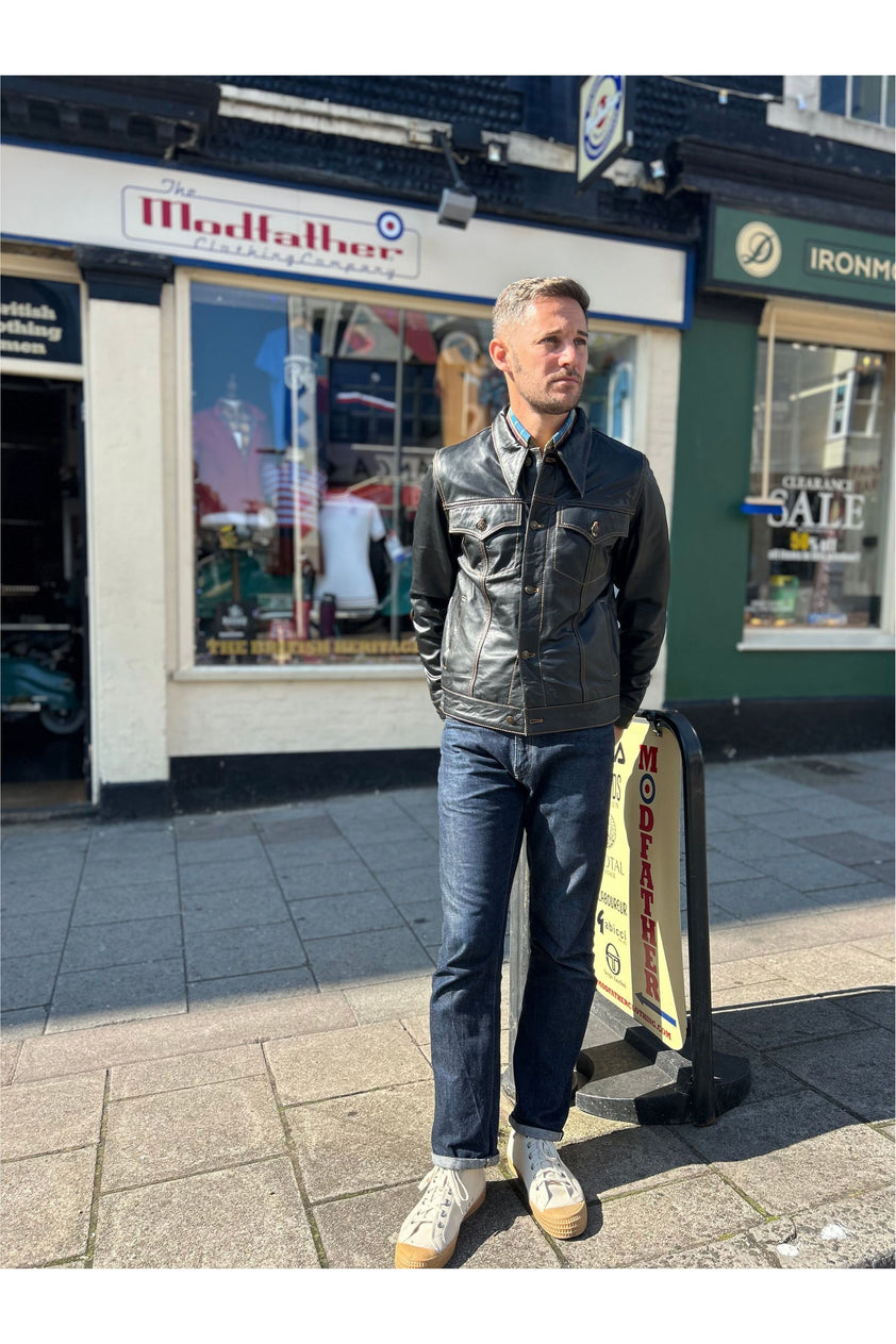 Modfather Clothing - Men’s Leather Classic Black - Trucker Jacket – The ...