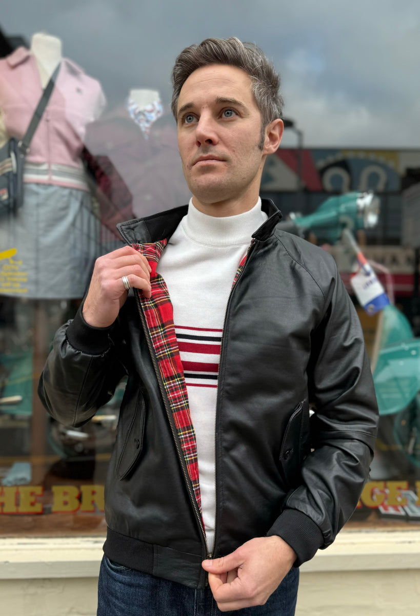Modfather Clothing - Men’s Leather Classic Black - Harrington Jacket ...