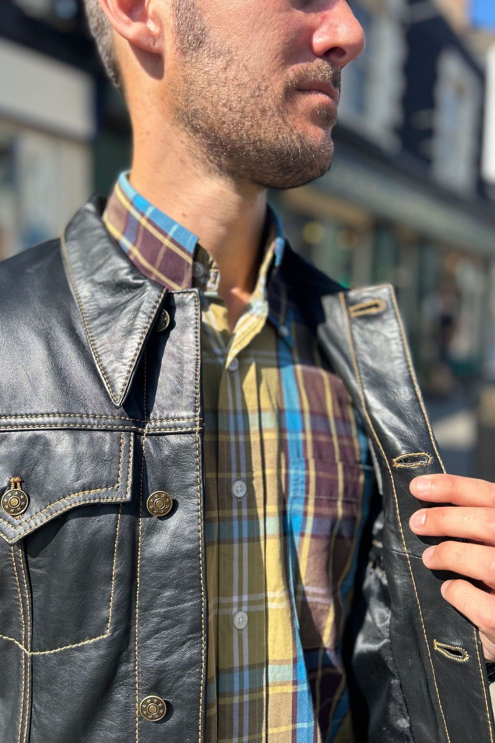 Men’s Leather Classic Black - Trucker Jacket – The Modfather Clothing ...