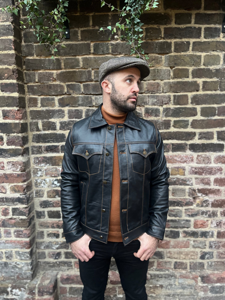 Modfather Clothing - Men’s Leather Classic Black - Trucker Jacket – The ...