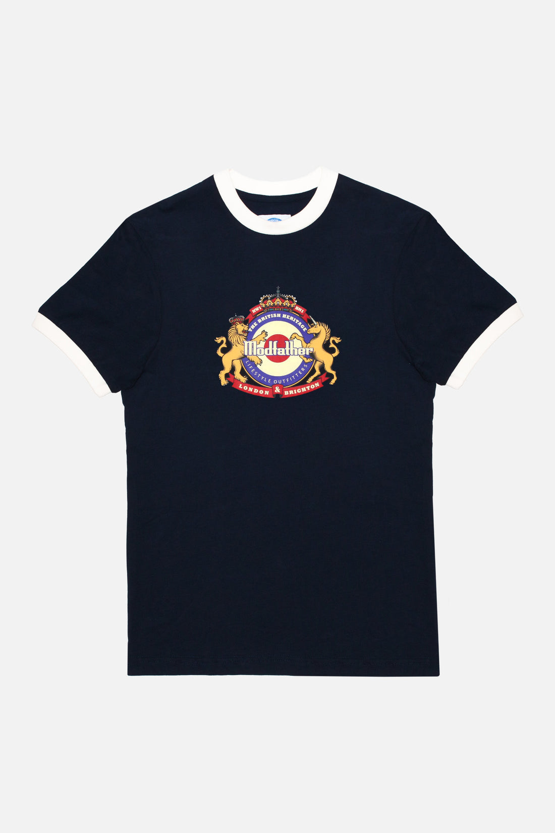 Crest Logo Navy Ringer - T-Shirt – The Modfather Clothing Company