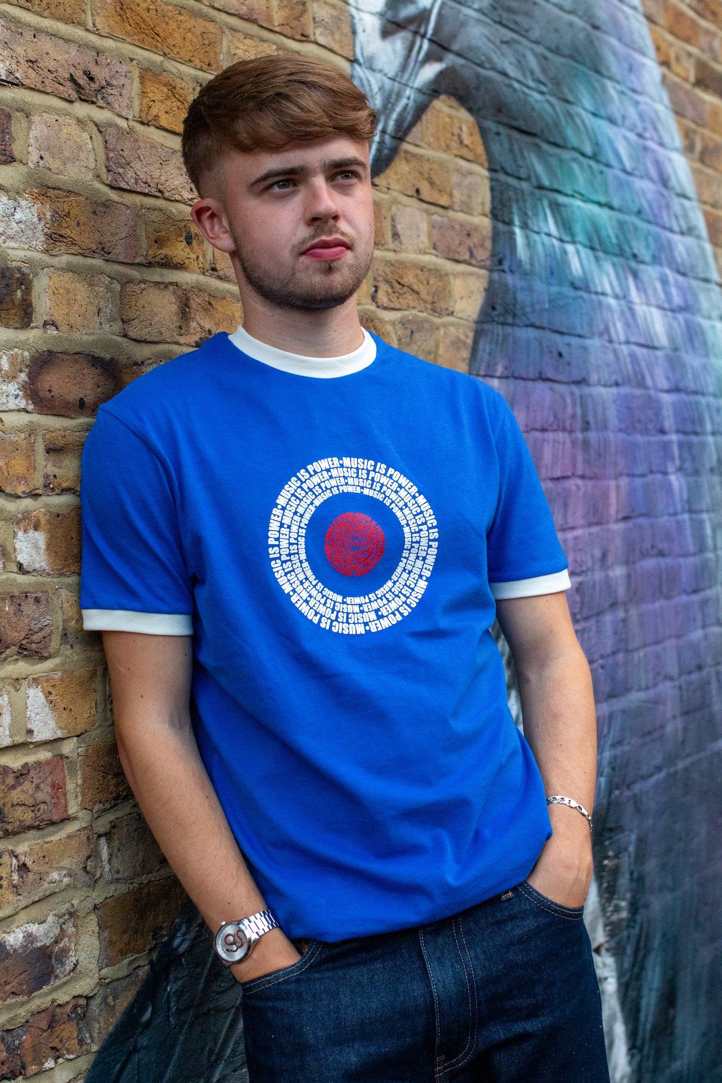 Music is Power Target Cobalt - T-Shirt – The Modfather Clothing Company